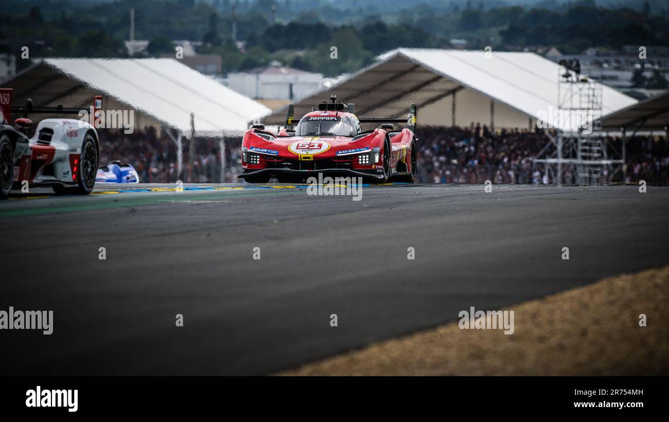 Circuit de la Sarthe, Le Mans, France, 10th June 2023. Ferrari 499P ...