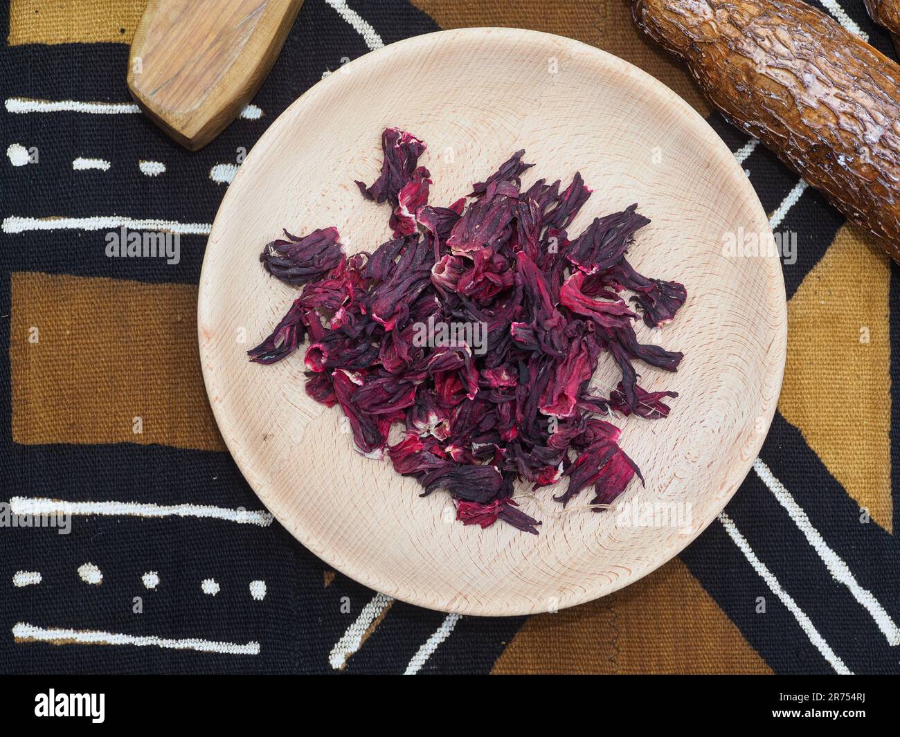 a pile of red dried Hibiscus tea leaves. Karkade tea Stock Photo - Alamy