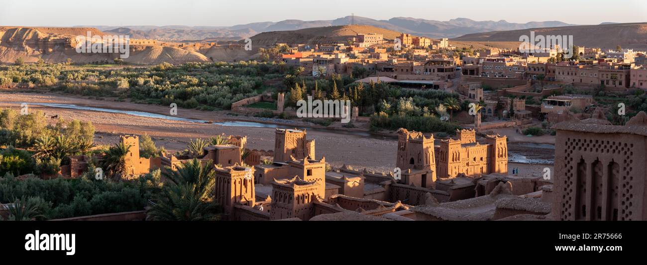 Sunset over the beautiful historic town Ait Ben Haddou in Morocco ...
