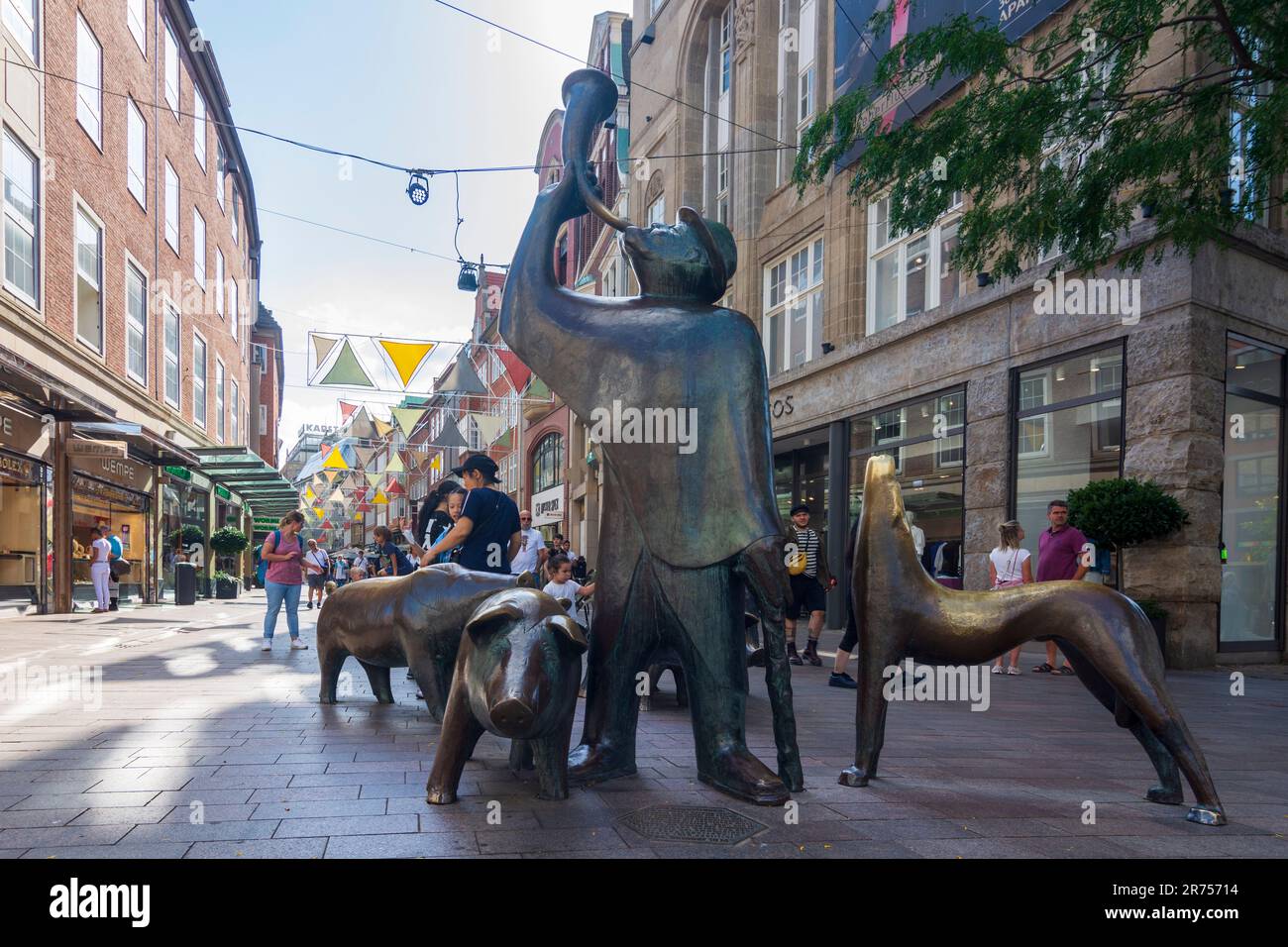 Bremen, artwork 'Schweinehirt und seine Herde' (swineherd and his flock ...