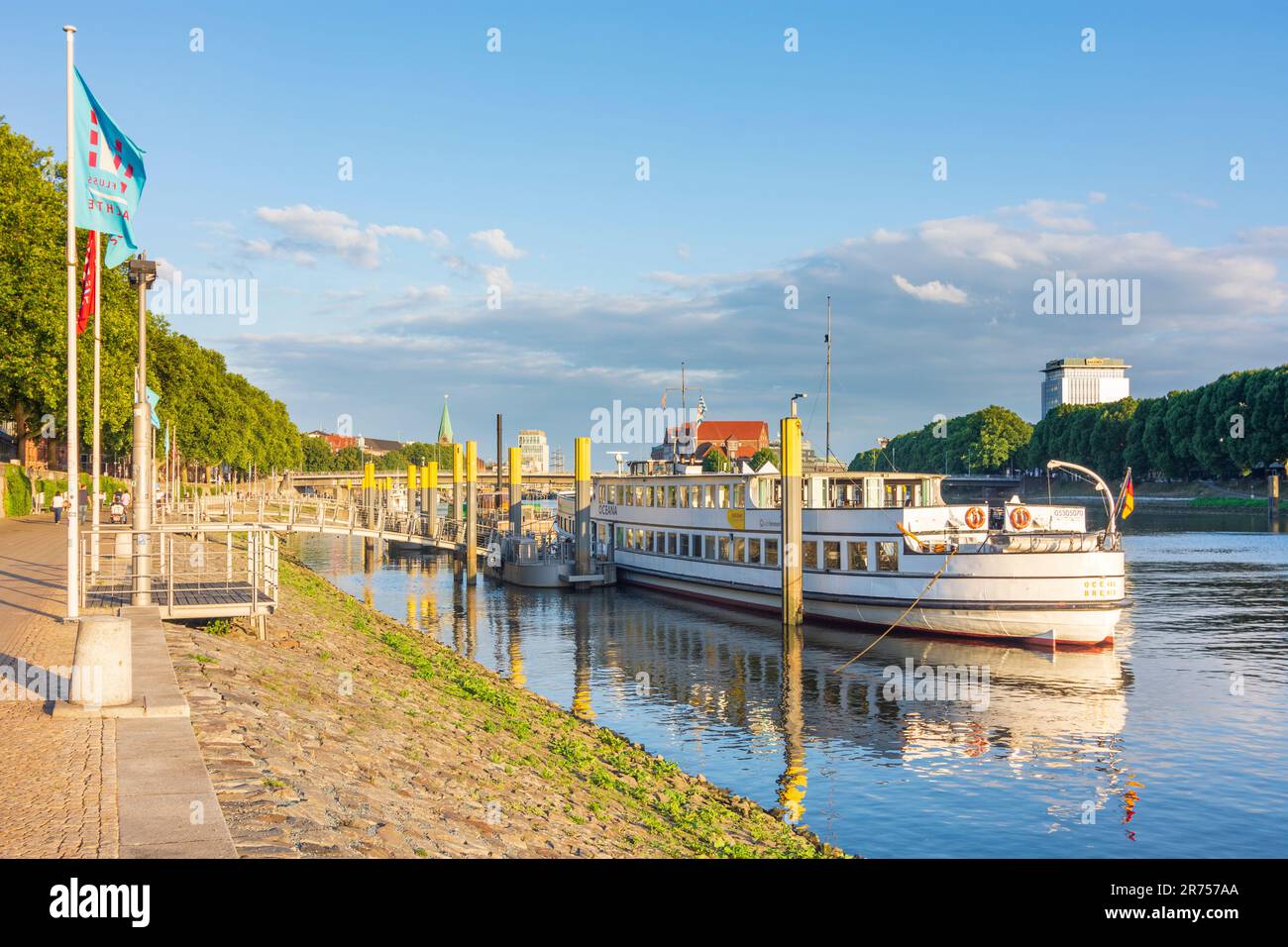 Bremen, river Weser, promenade Weserpromenade, passenger ship, Germany ...