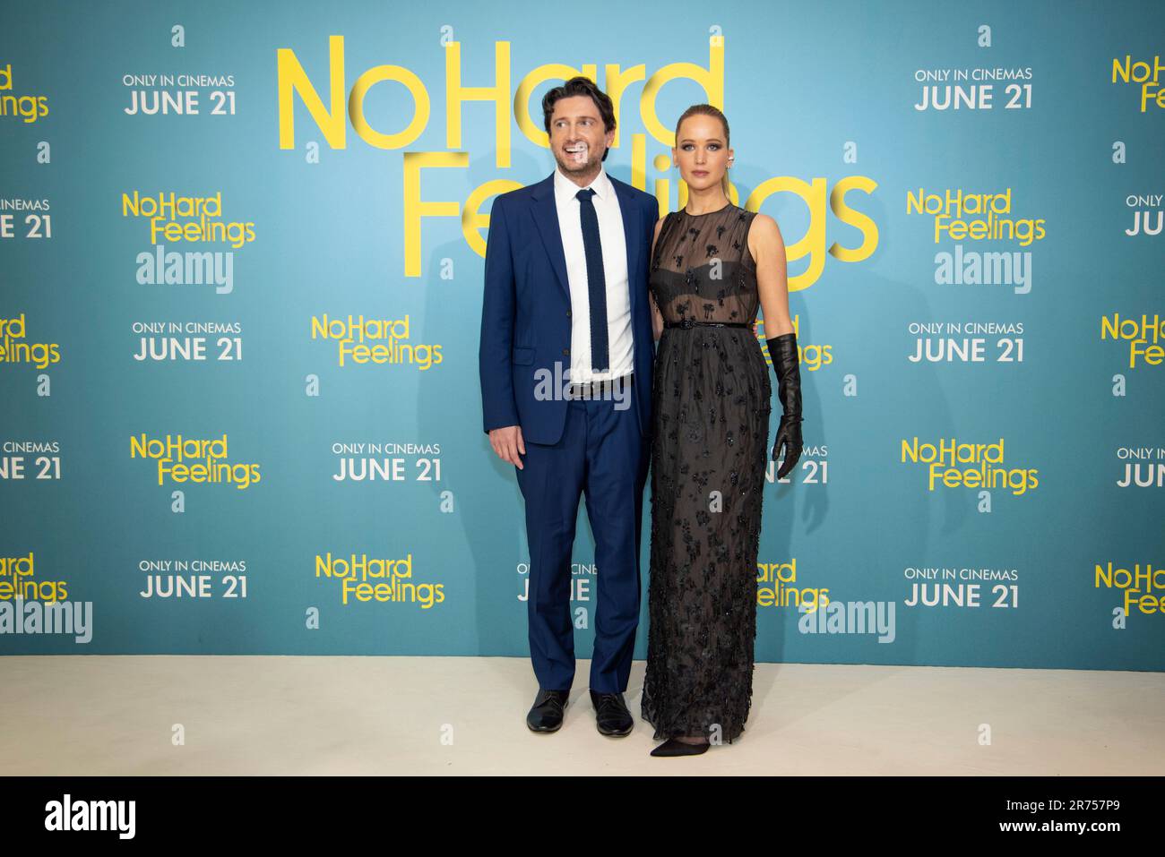 Writer/director Gene Stupnitsky, left, and Jennifer Lawrence pose for ...