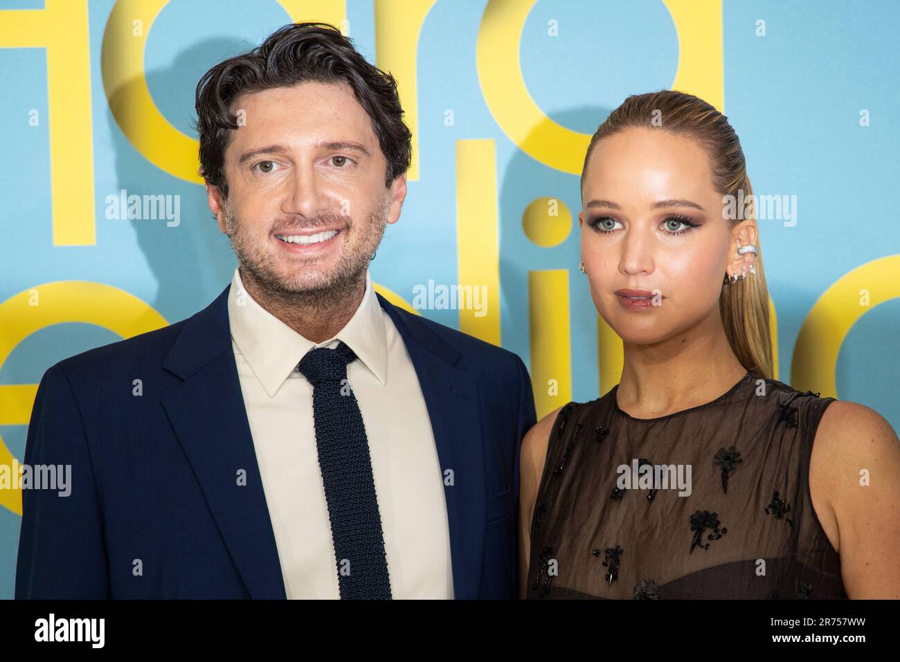 Writer/director Gene Stupnitsky, left, and Jennifer Lawrence pose for ...