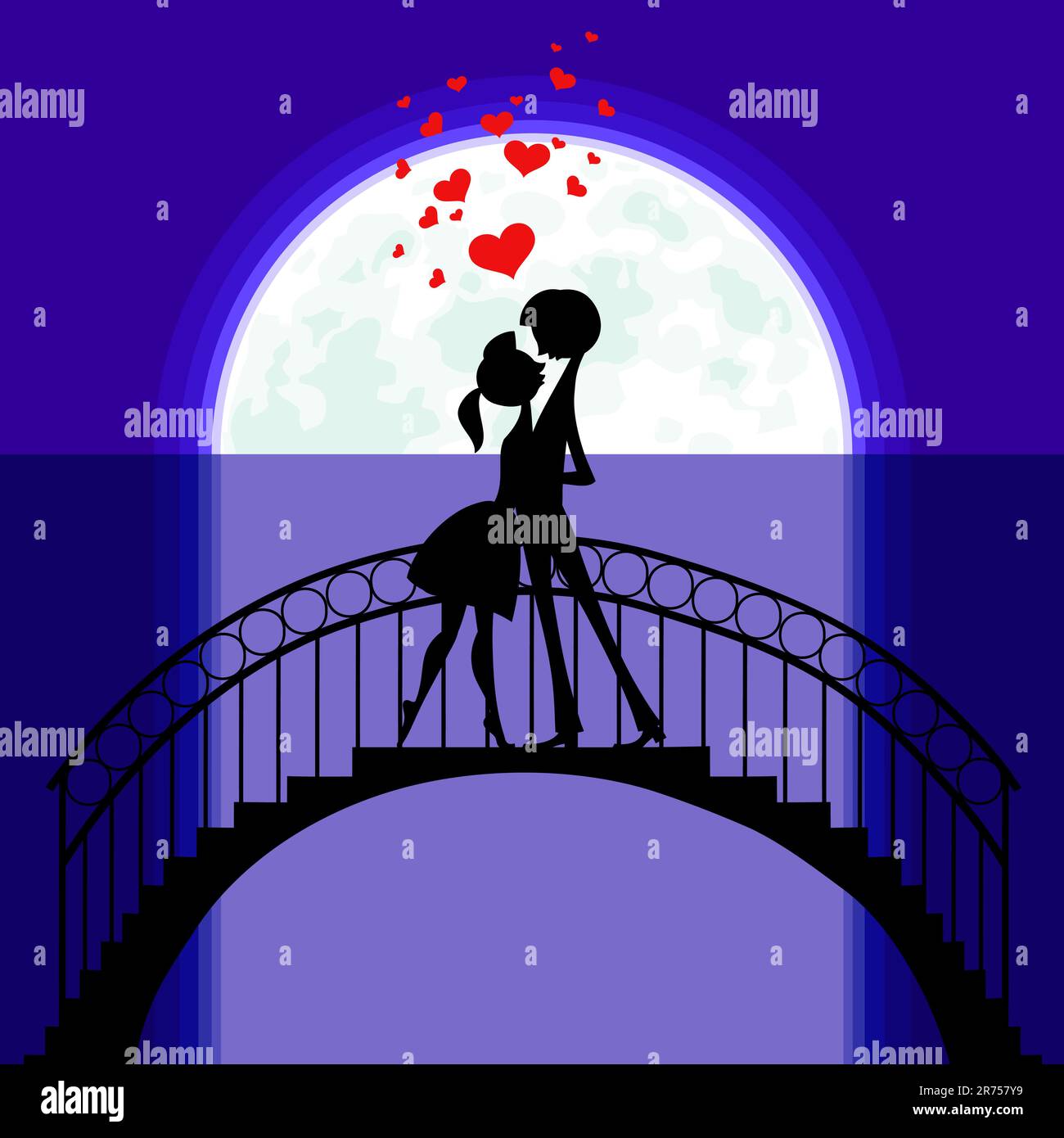 Red moon bridge Stock Vector Images - Alamy