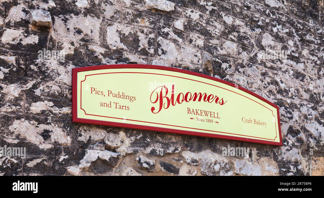 Sign for Bloomers Bakery in Bakewell,Derbyshire,England, UK Stock Photo ...