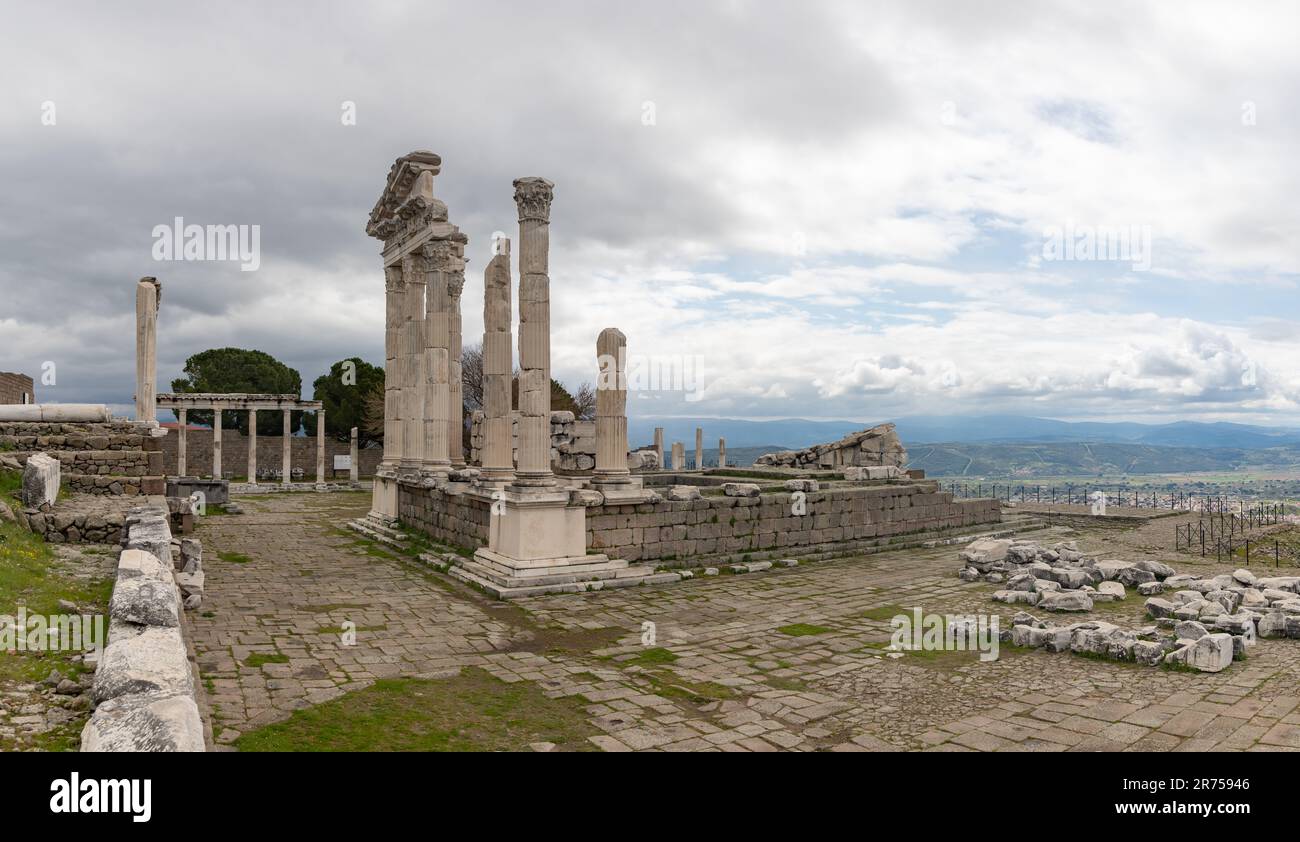 A picture of the Temple of Trajan at the Pergamon Ancient City Stock ...