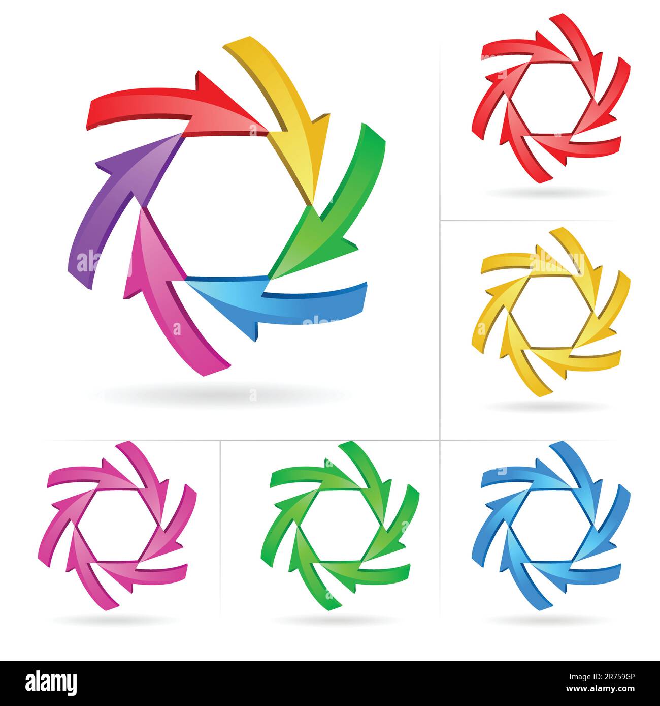 3D arrow color sketchy design elements set vector illustration #5 Stock ...