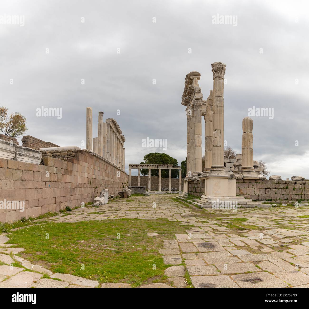 A picture of the Temple of Trajan at the Pergamon Ancient City Stock ...