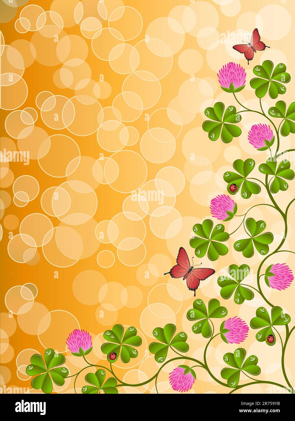 Floral background with a clover. Vector illustration Stock Vector Image ...