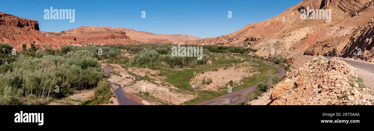 Beautiful panoramic view of the valley of roses, also known as Dades ...
