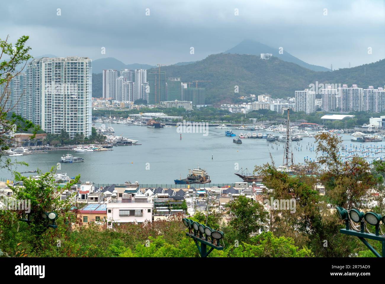 Aerial view of the coastal city of Sanya on China's Hainan Island Stock ...