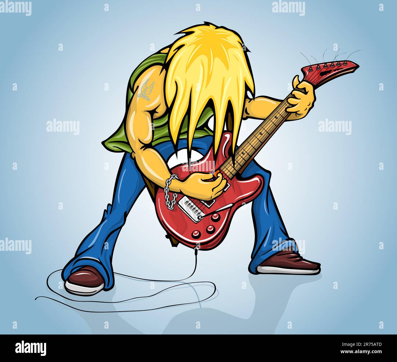 rock guitarist playing on electric guitar vector illustration Stock ...