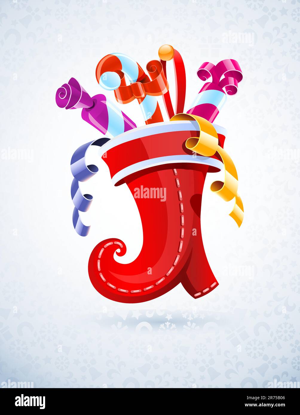 christmas stocking with gift colour vector illustration Stock Vector ...