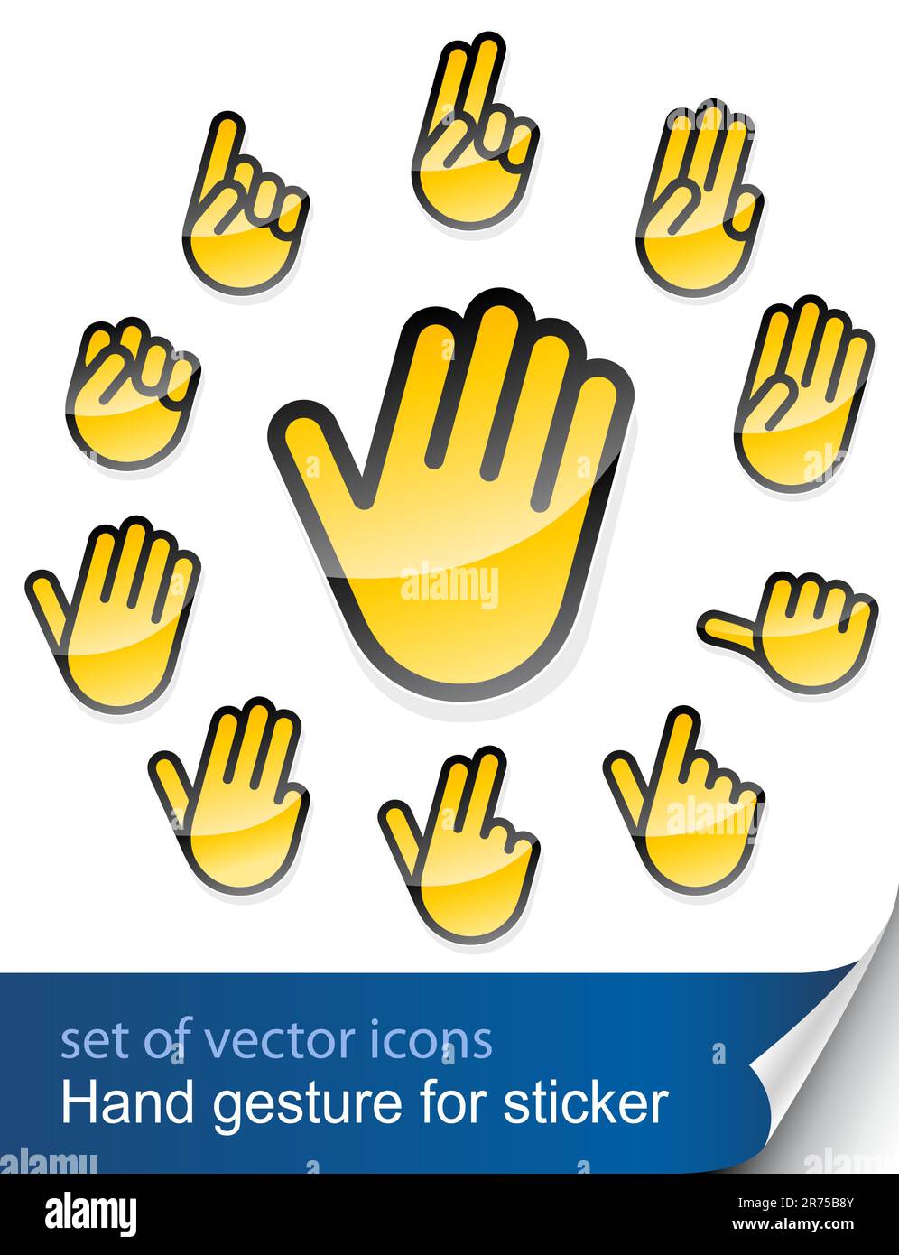 gesture hand for sticker vector illustration isolated on white ...