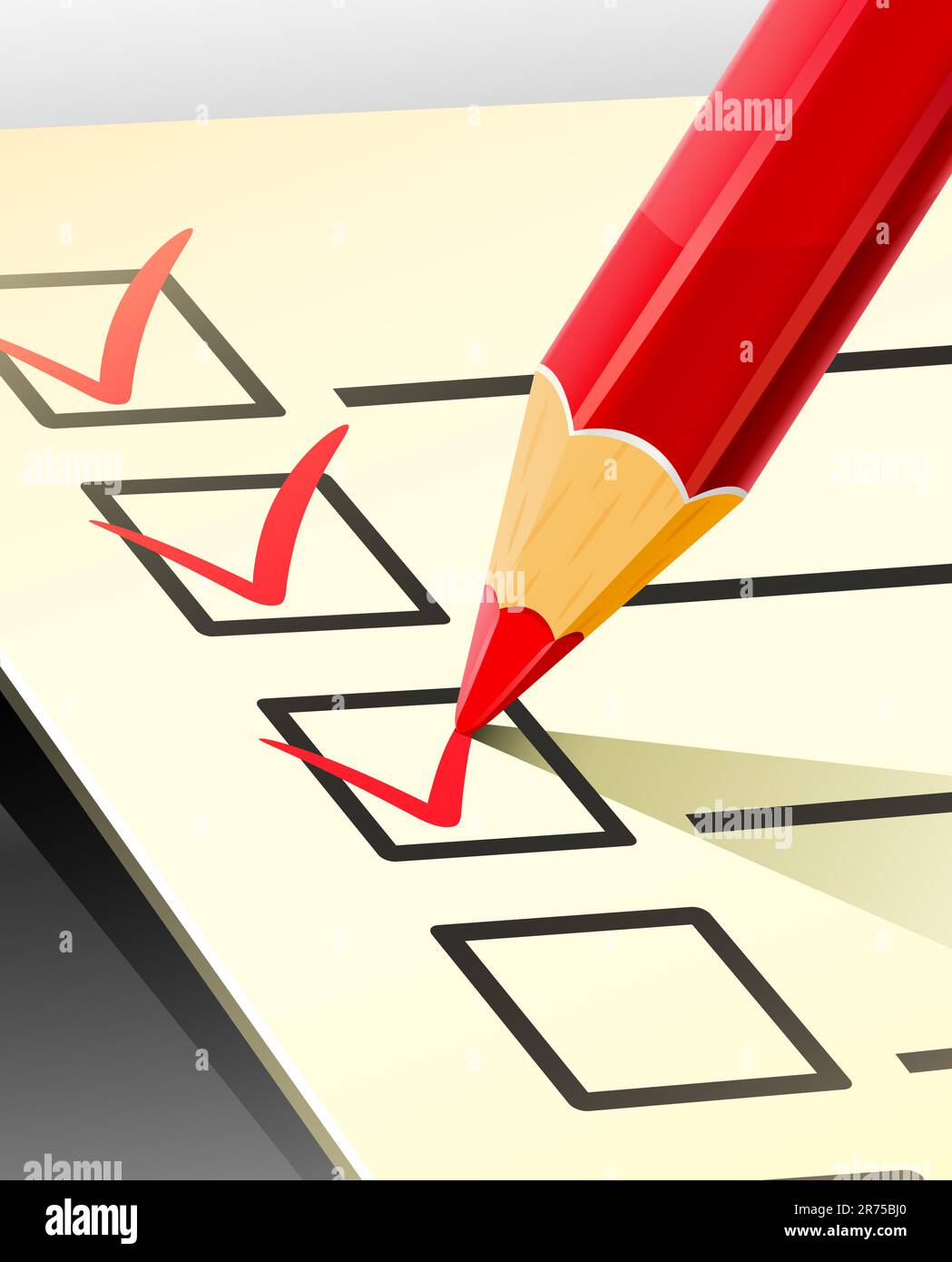 pencil write tick on document vector illustration Stock Vector Image ...