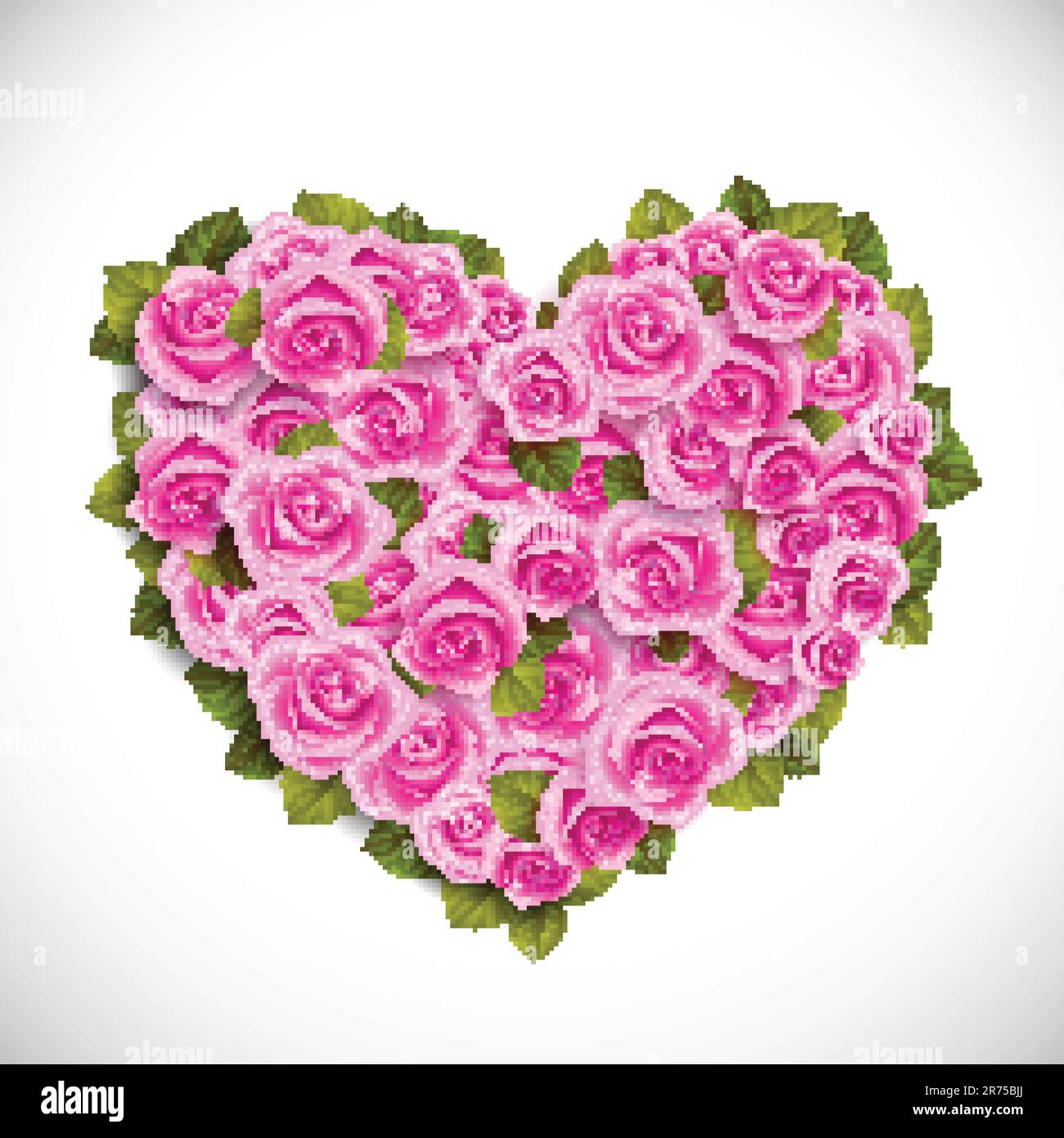 heart of pink roses on white background Stock Vector Image & Art - Alamy