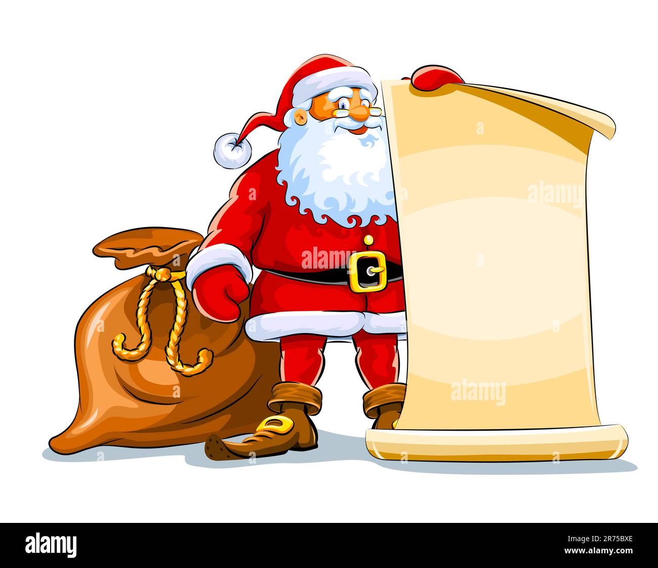 santa claus stand and keep scroll paper vector illustration isolated on ...