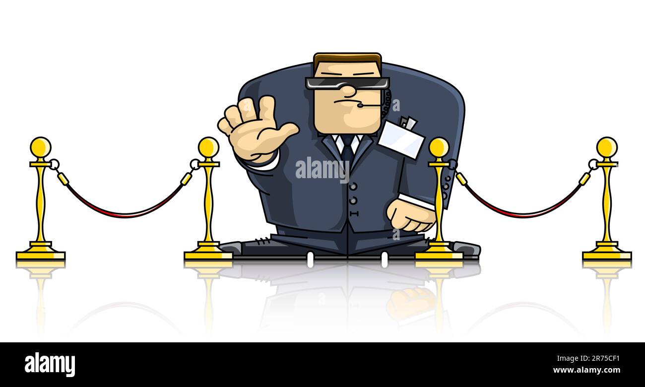 security man in suit and goggles vector illustration isolated on white ...