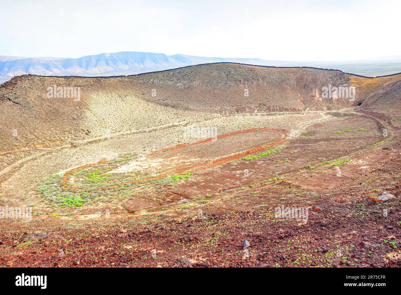 Corona volcano in Famara Lanzarote . Volcanic landscape Stock Photo - Alamy