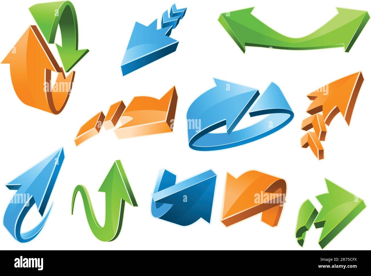Three-dimensional Arrow Signs Set of different shapes Stock Vector ...