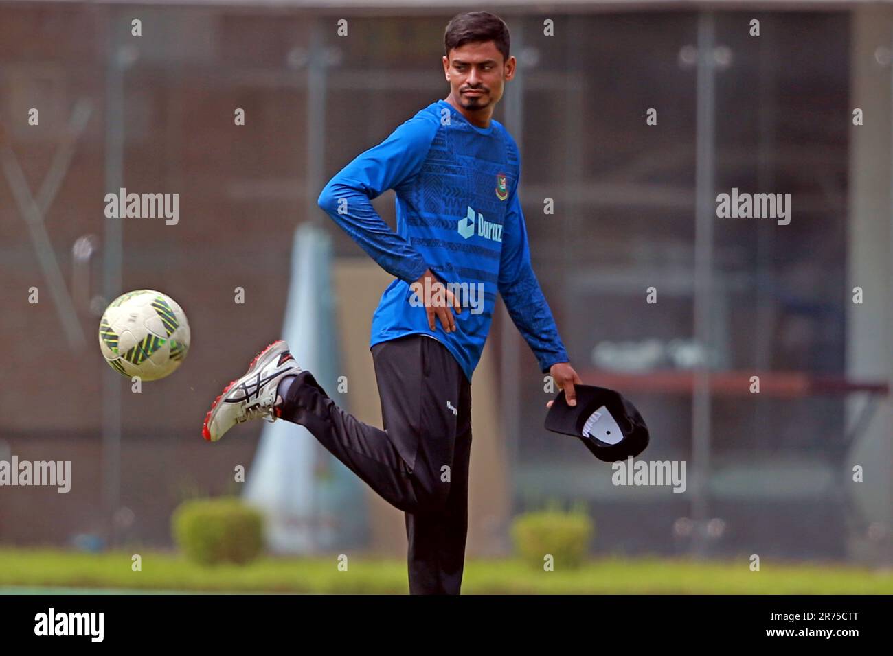 Bangladeshi cricketer Taijul Islam during practice session at the Sher ...