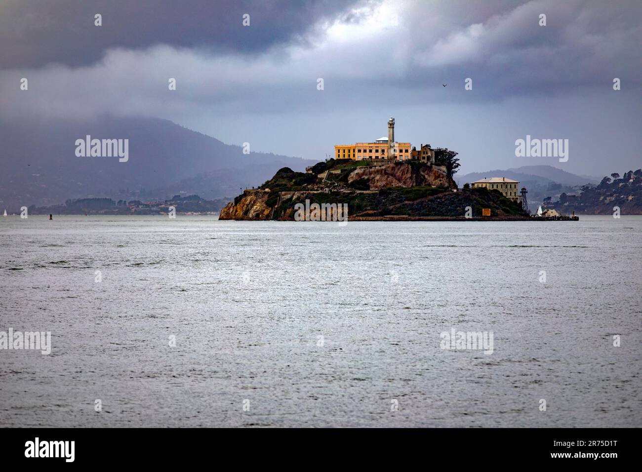 The famous Alcatraz Island with its federal prison in the middle of San ...