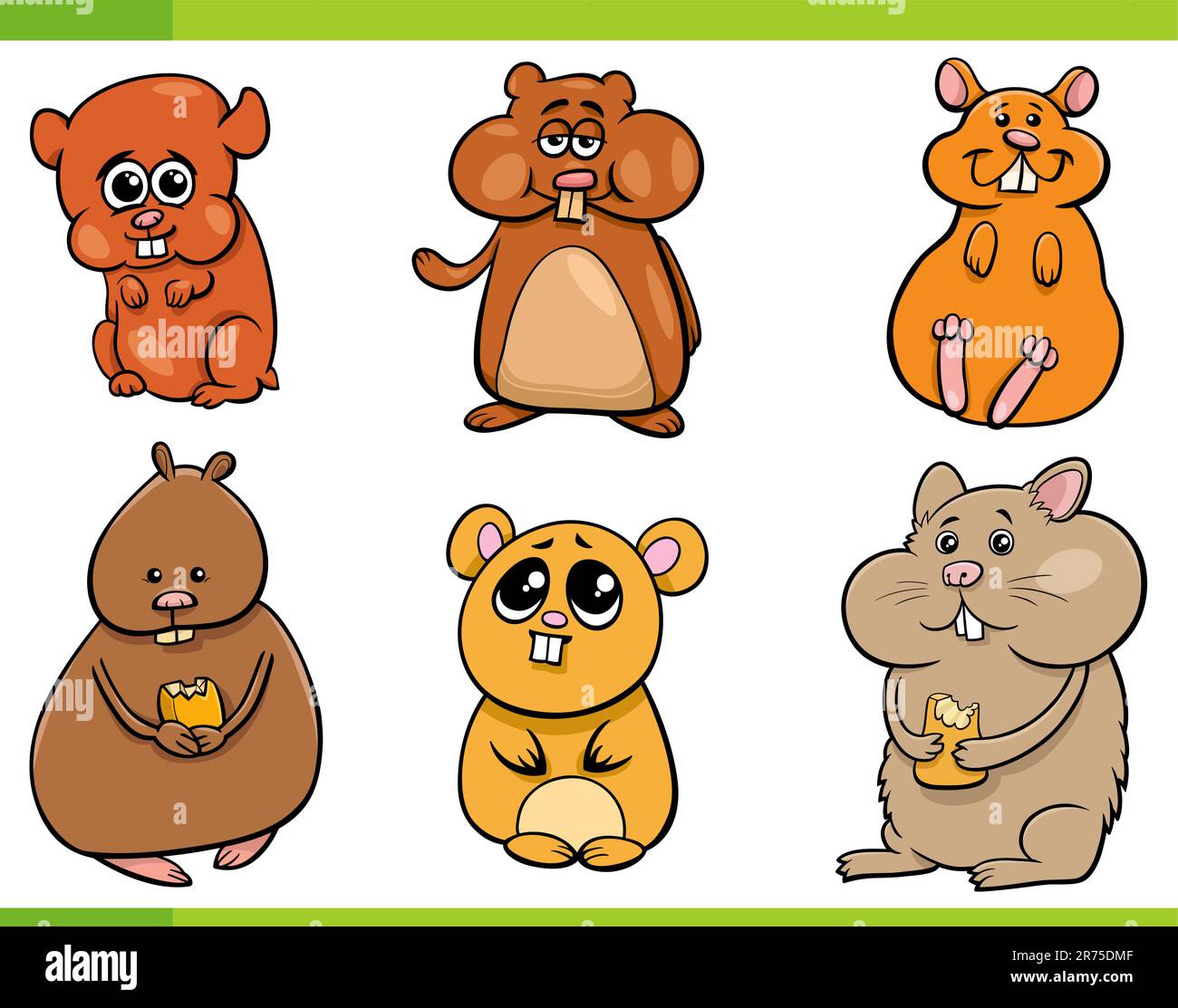 Cartoon illustration of funny hamsters rodents comic animal characters ...