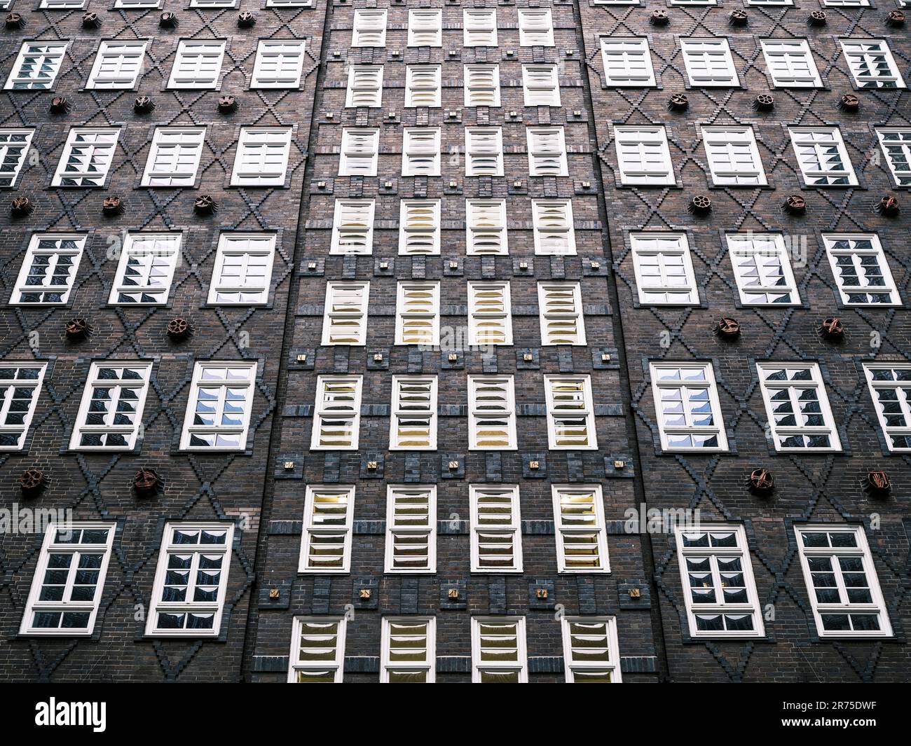 Sprinkenhof facade, nine-story office building in the style of brick ...