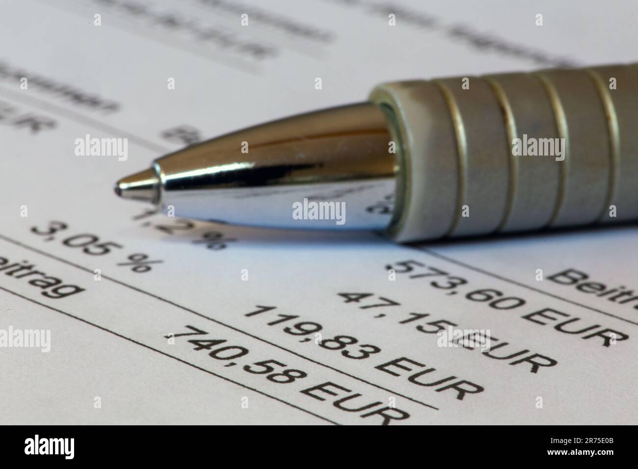 Close-up of a health insurance company form with an overview of ...