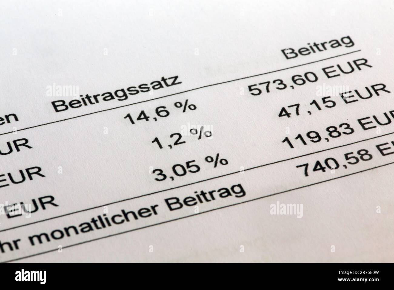 Close-up of a health insurance company form with an overview of ...