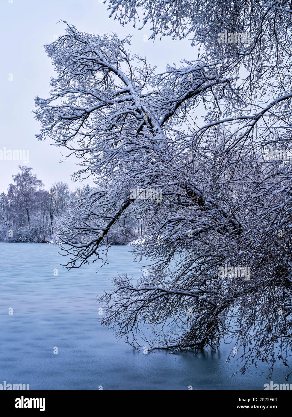 Winter onset at the Weitmannsee, Kissing Stock Photo - Alamy