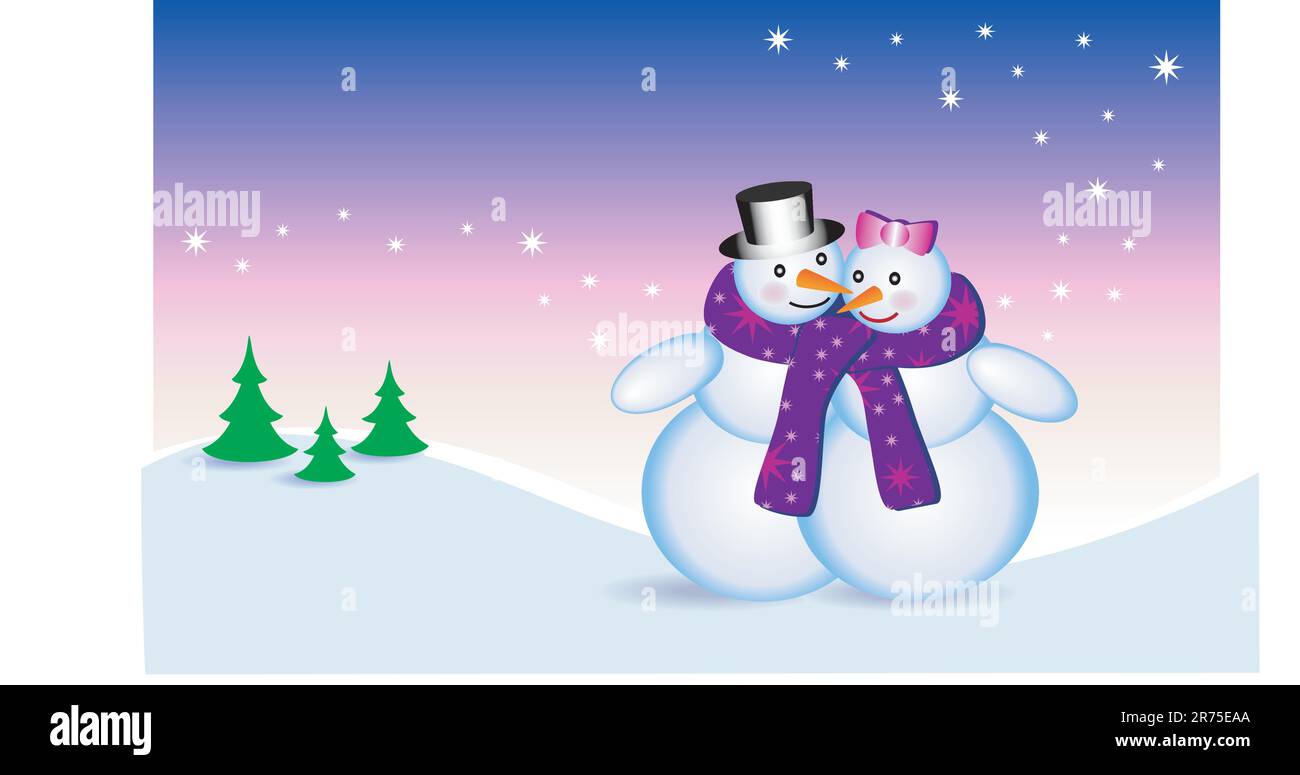 Vector illustration of two snowmen Stock Vector Image & Art - Alamy