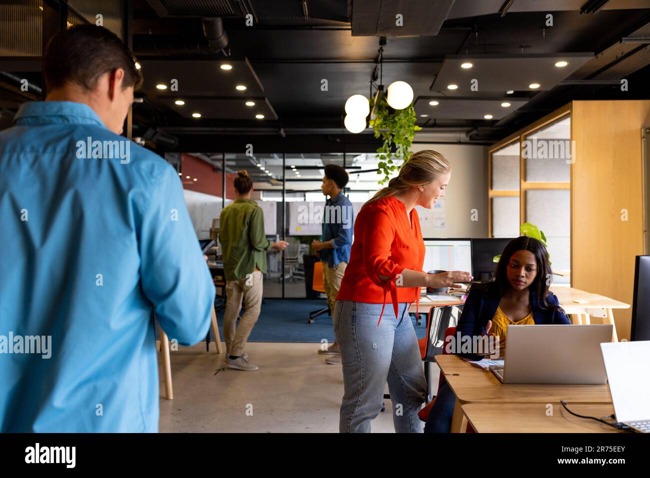 Diverse female colleagues using laptop hi-res stock photography and ...