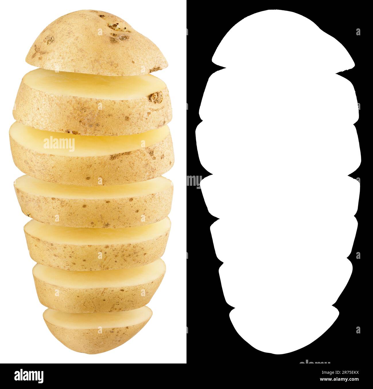 Sliced potato isolated on white background. Potato slices with clipping ...