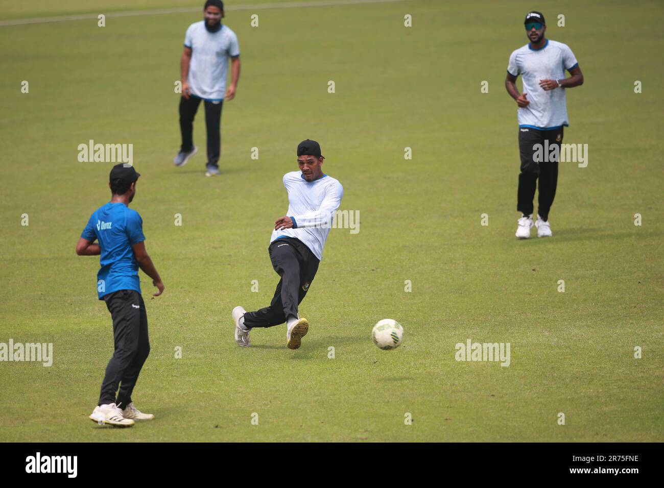 Bangladeshi cricketer uncaped fast bowler Musfik Hasan plays football ...