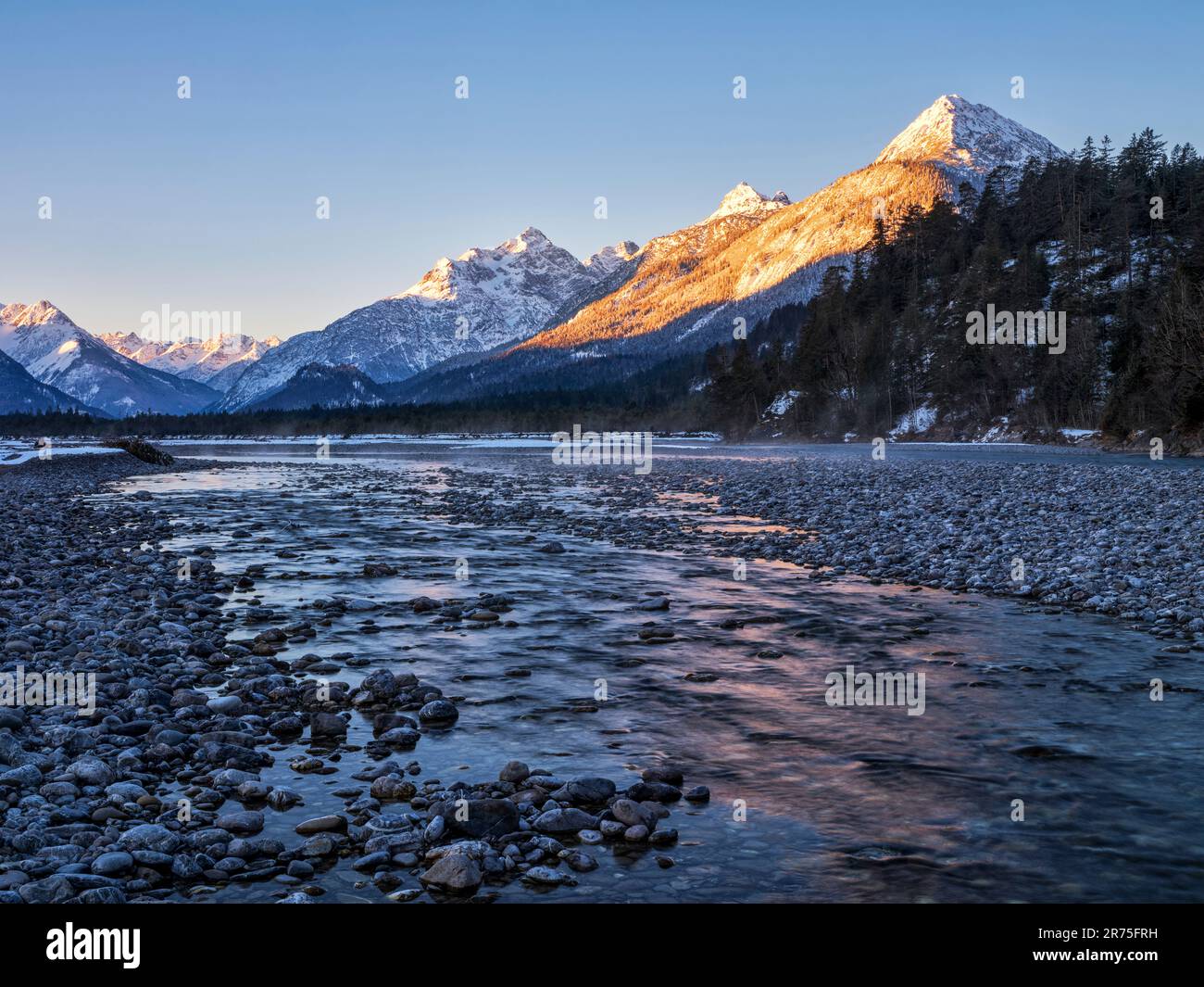 Morning mood in the upper Lechtal, Forchach Stock Photo - Alamy