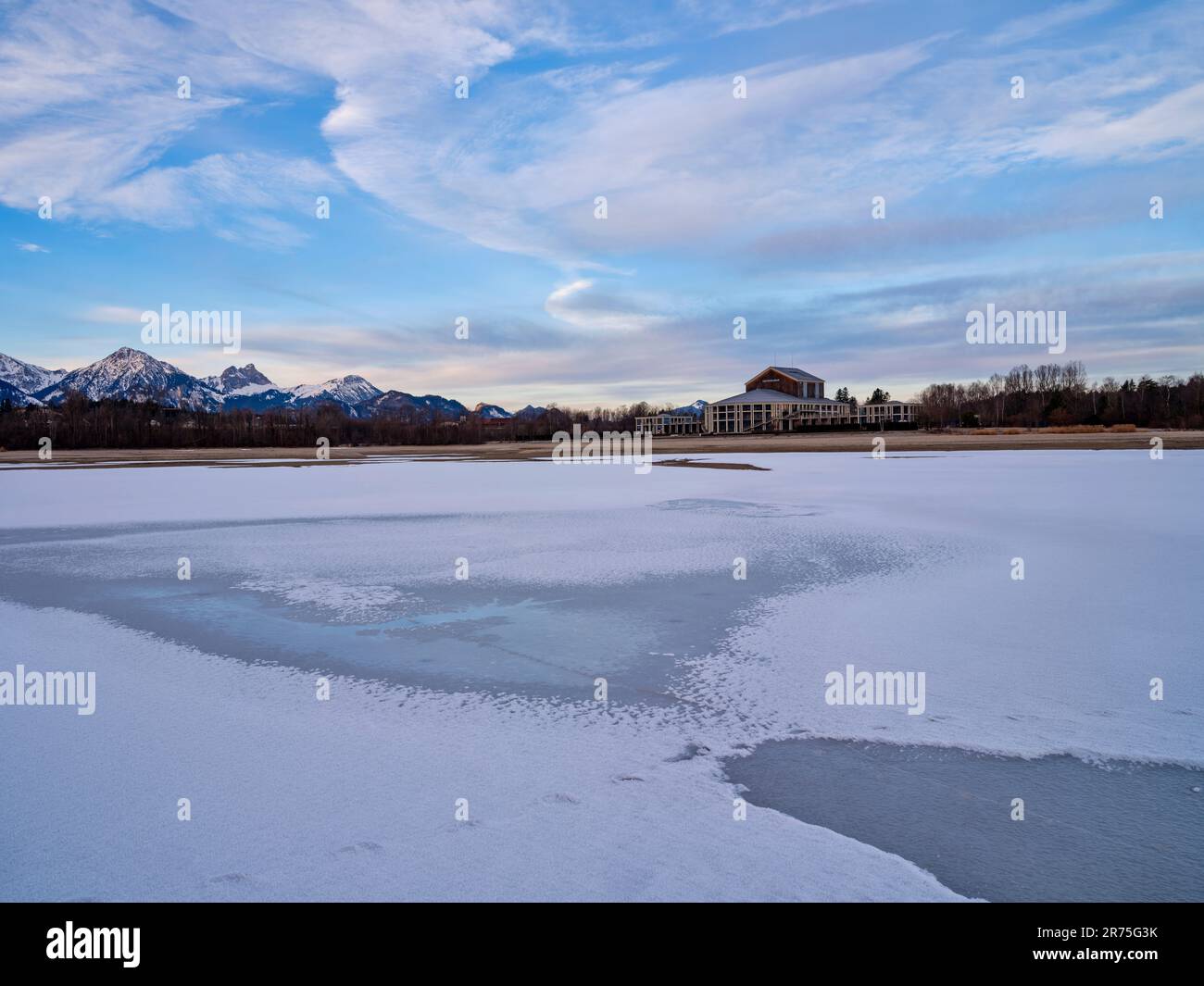 Winter at the bottom of the Forggensee, Füssen Stock Photo - Alamy