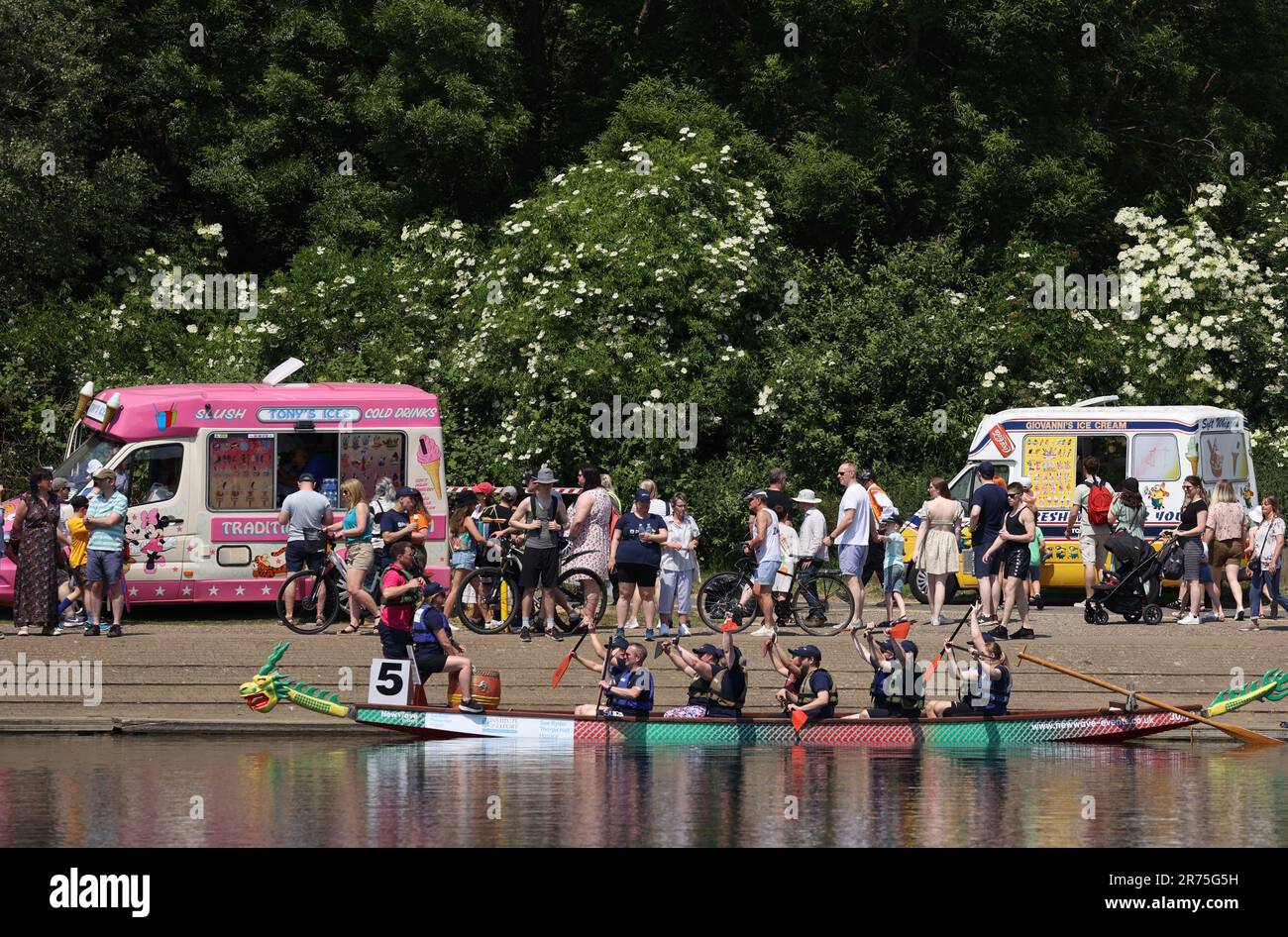 People queue up for ice cream vans as the Peterborough Dragon Boat ...