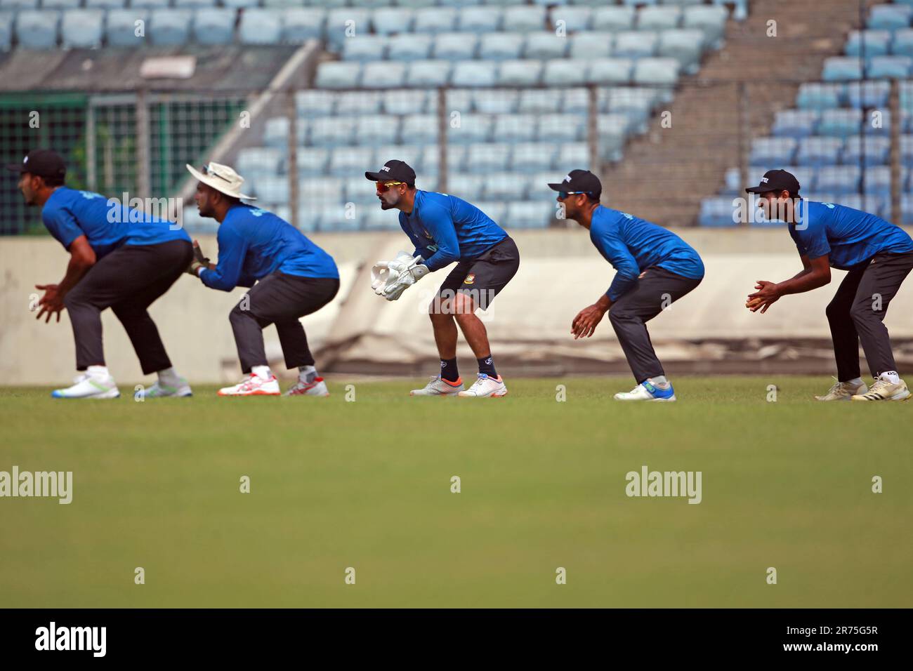 Bangladeshi cricketers attend practice session at the Sher-e-Bangla ...