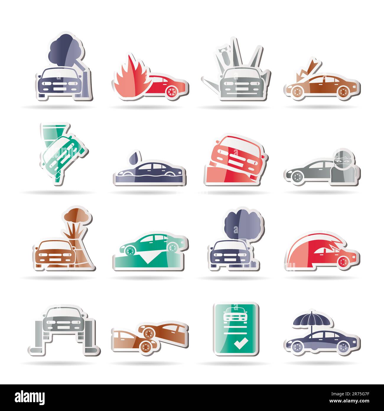 car and transportation insurance and risk icons - vector icon set Stock ...