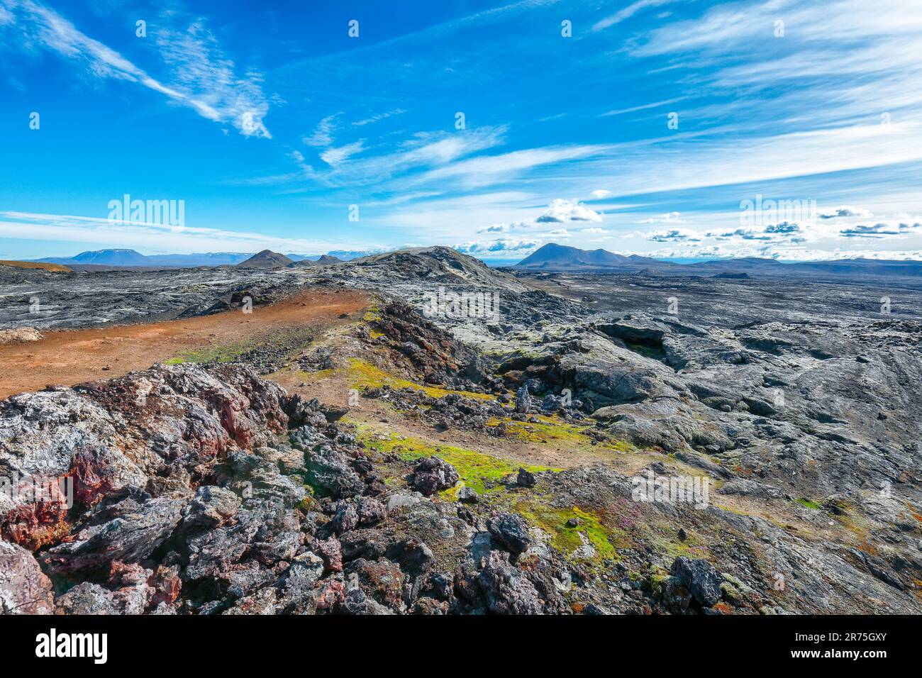 Breathtaking frozen lavas field in the geothermal valley Leirhnjukur ...