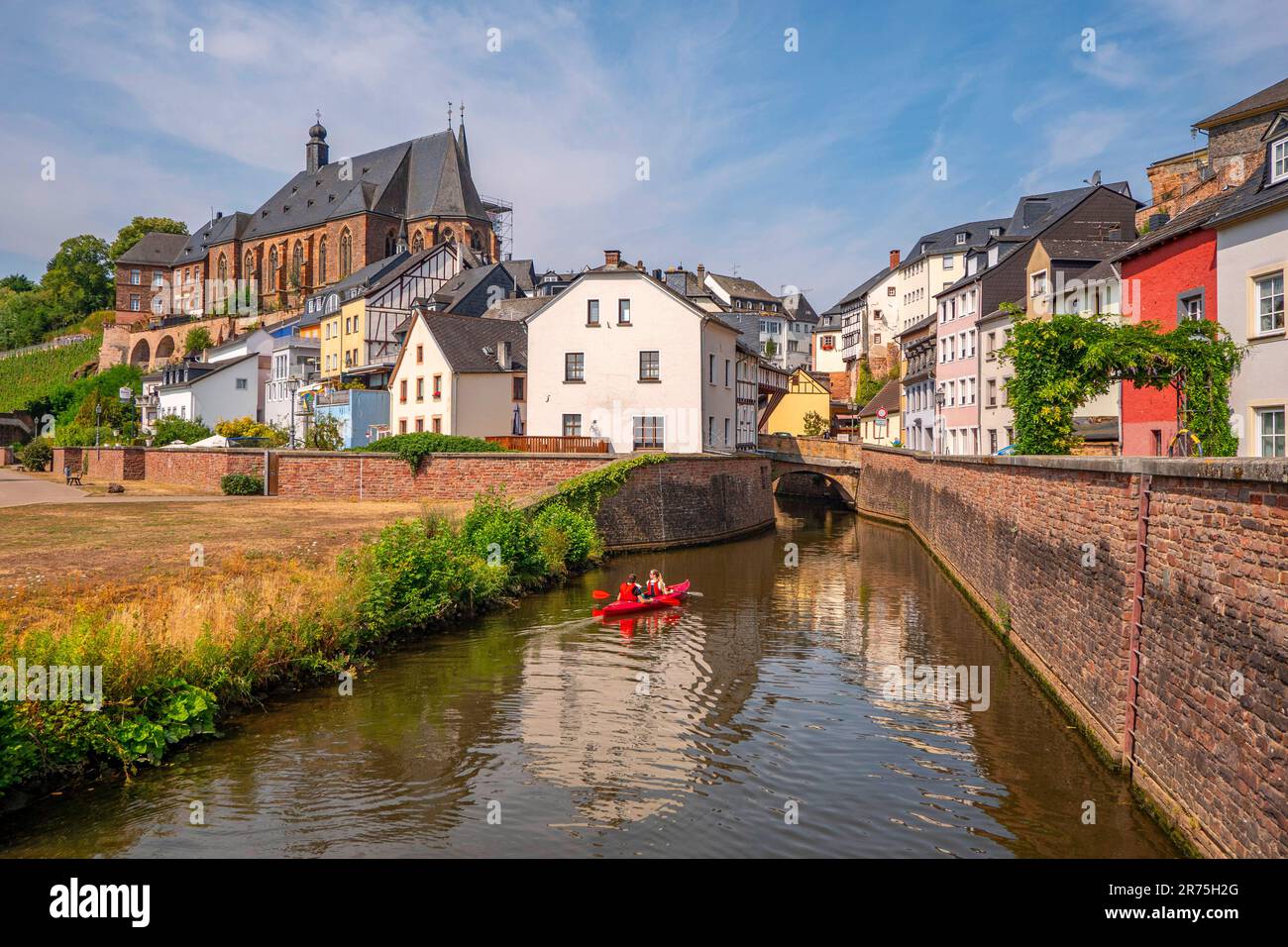 Mouth of the Leukbach, lower town Staden and parish church St ...