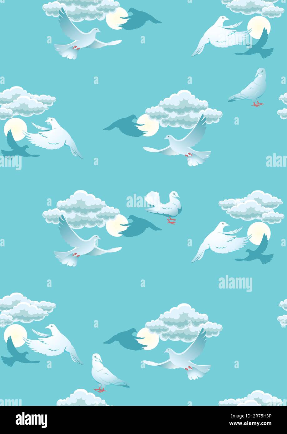 Seamless background with pigeons in the sky Stock Vector Image & Art ...