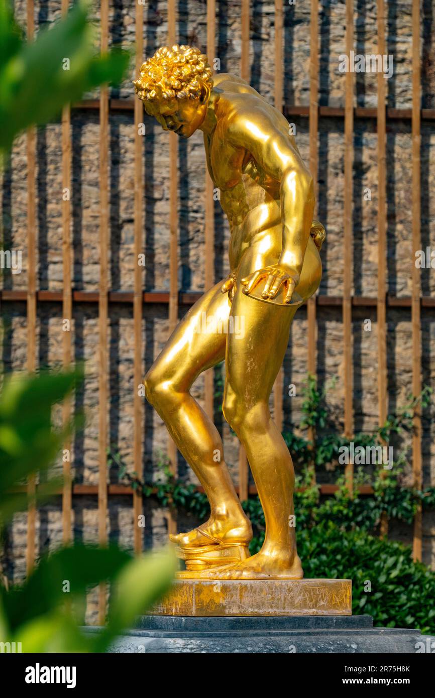 Sculpture of the satyr in the castle garden of the Lower Orangery ...