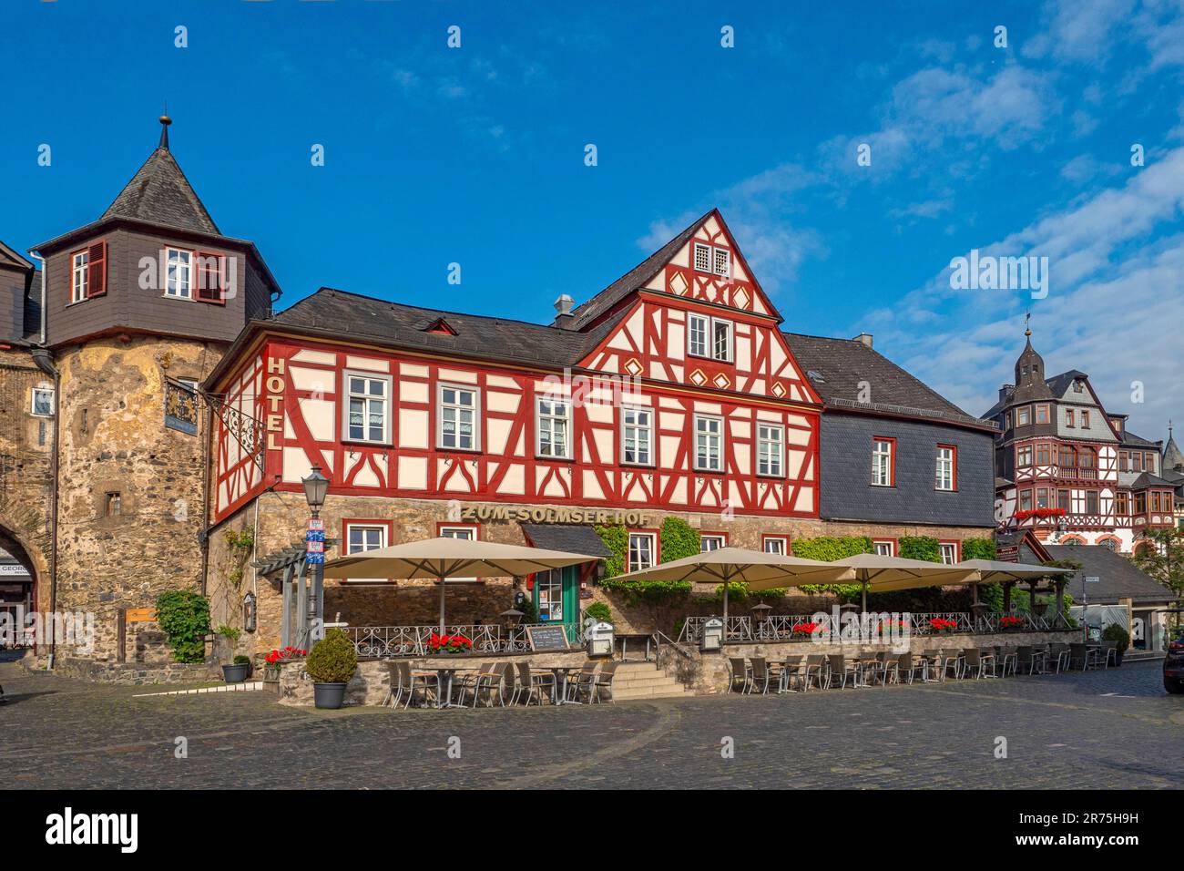 Lower castle gate at the market place, Braunfels, Westerwald, Lahntal ...