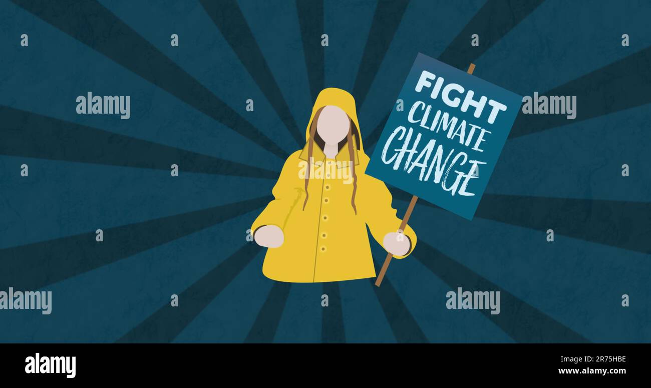 Composition of woman holding fight climate change sign Stock Photo - Alamy