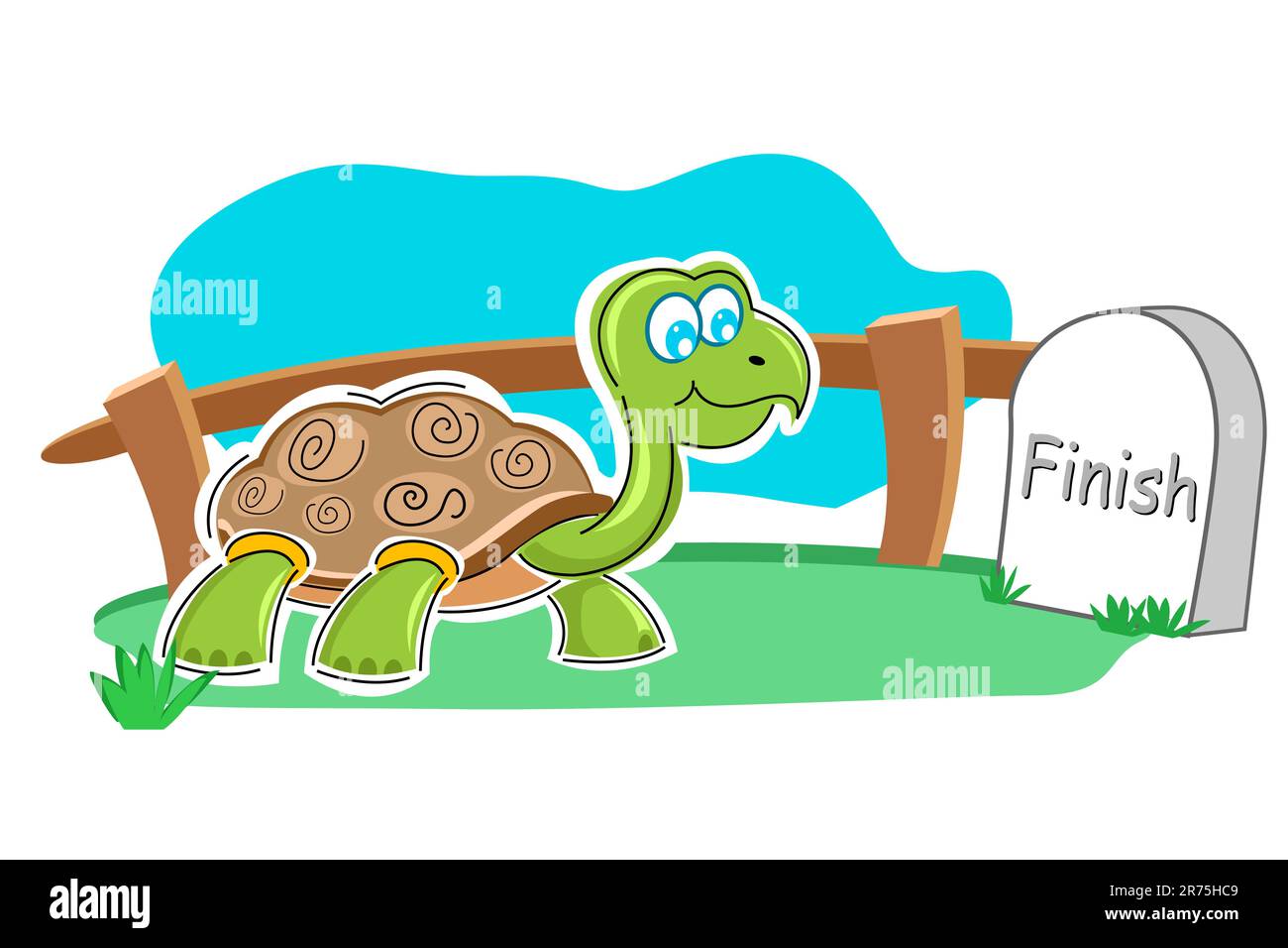 illustration of happy tortoise with finish stone Stock Vector Image ...