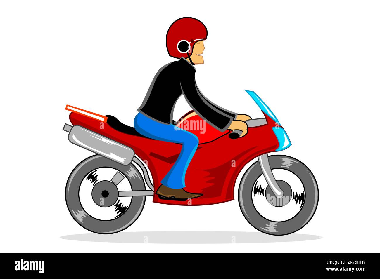 illustration of man driving bike on white background Stock Vector Image ...