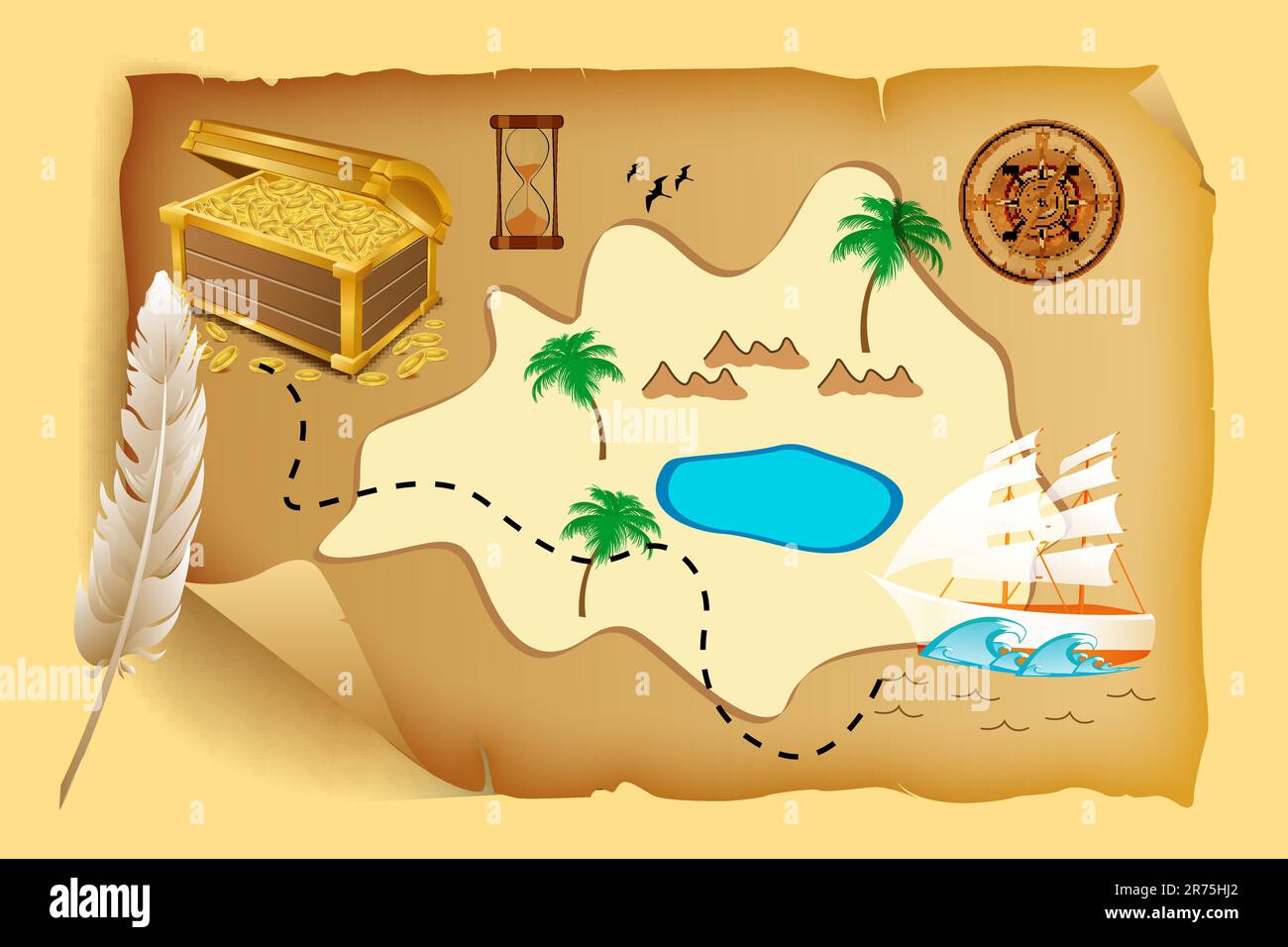 illustration of treasure map Stock Vector Image & Art - Alamy