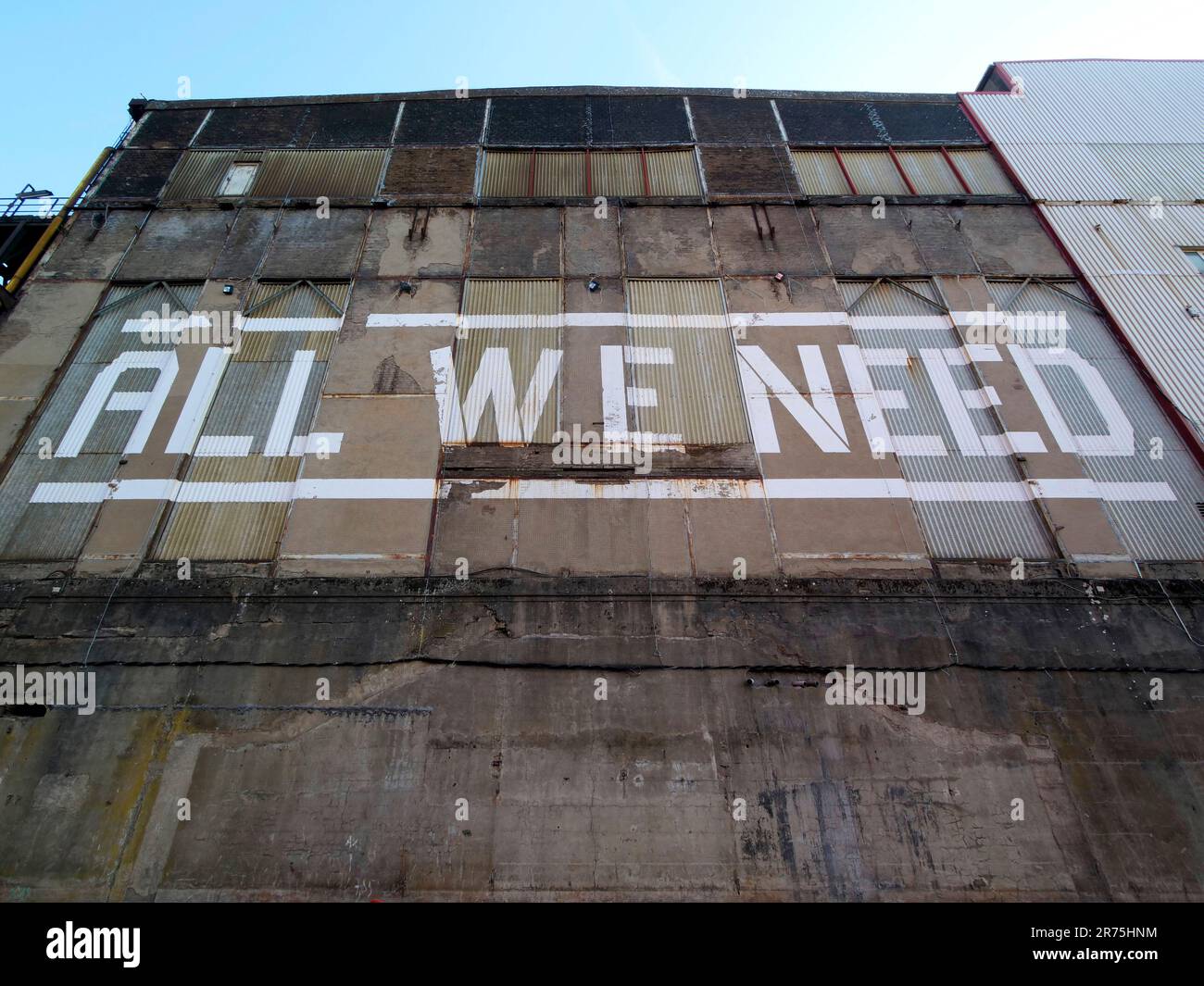 Wall signage on the steelworks in the Belval district, Esch-sur-Alzette ...